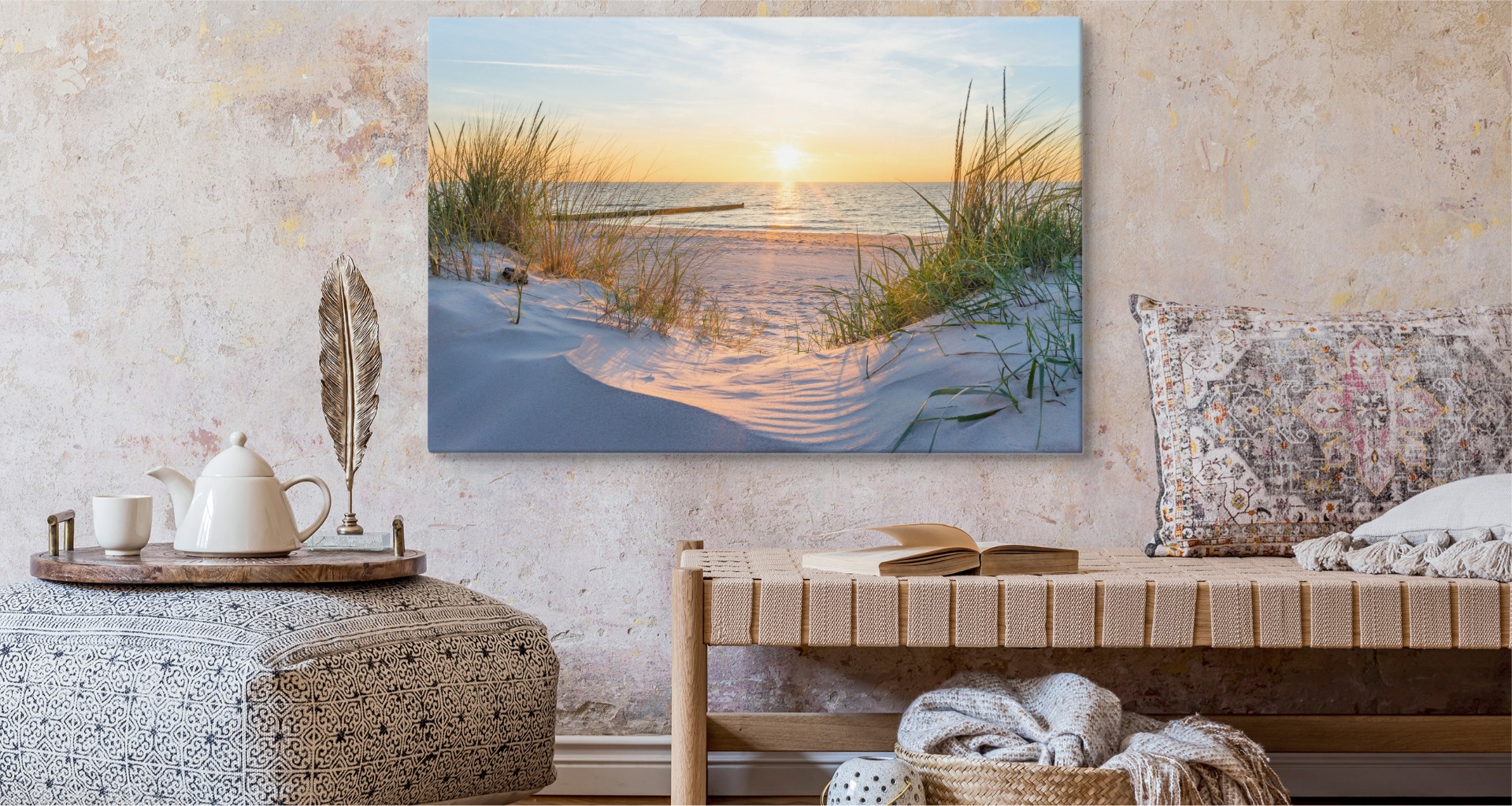 CANVAS Leinwand Bilder XXL Wandbilder Kunstdruck Meer Strand Sonne Dünen 569 | eBay